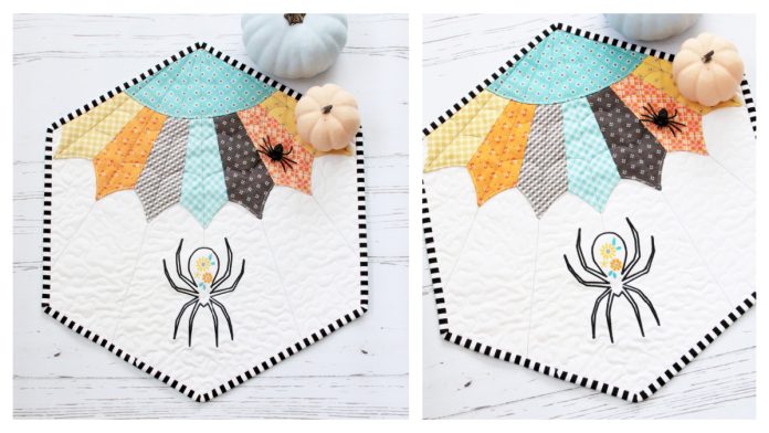Quilted Spider Web Mini Quilt Free Sewing Pattern | Fabric Art DIY