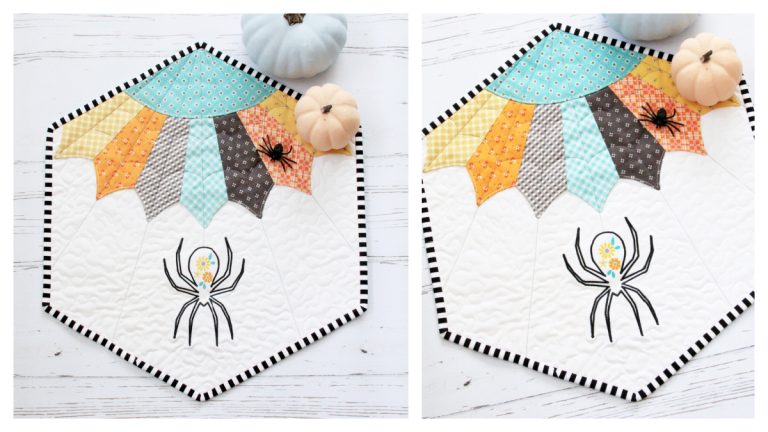 Quilted Spider Web Mini Quilt Free Sewing Pattern | Fabric Art DIY
