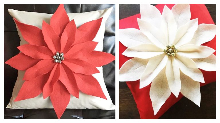 Fabric Poinsettia Pillow Free Sewing Pattern | Fabric Art DIY