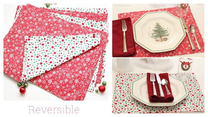 Holiday Reversible Placemats Free Sewing Pattern | Fabric Art DIY