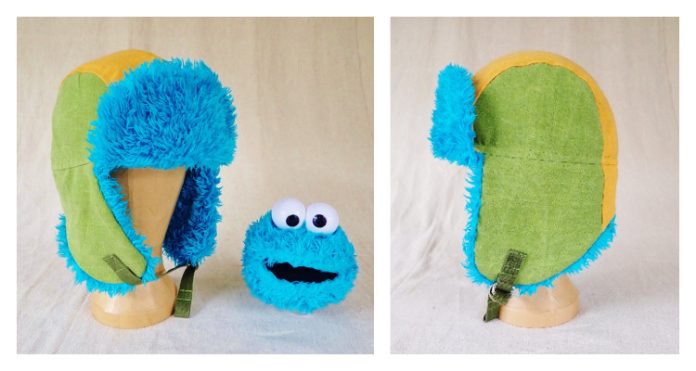 Cookie Monster Fur Trapper Hat Free Sewing Pattern | Fabric Art DIY