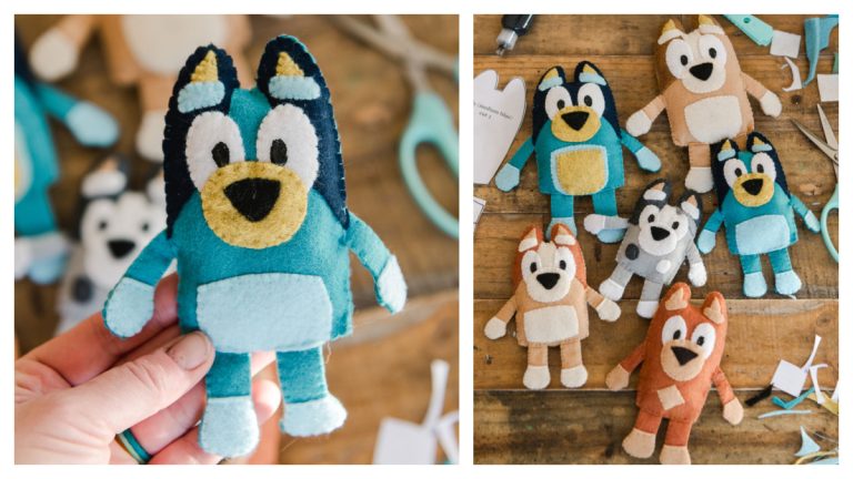 Felt Toy Bluey Plushie Set Free Sewing Pattern | Fabric Art DIY