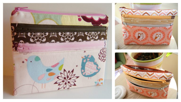 Triple-Zip Pouch Free Sewing Pattern | Fabric Art DIY