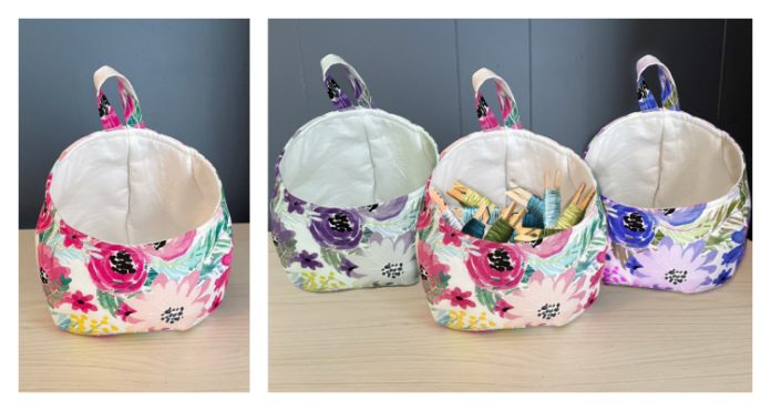 Reversible Hanging Basket Storage Pods Free Sewing Pattern | Fabric Art DIY