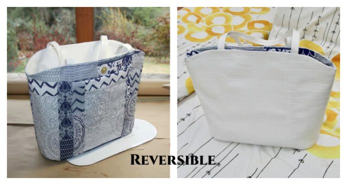 Reversible Fabric Vinyl Tote Bag Free Sewing Pattern | Fabric Art DIY