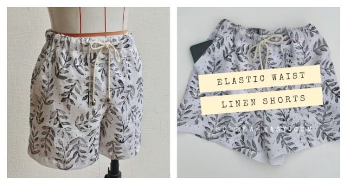 Elastic Waist Linen Shorts Free Sewing Pattern | Fabric Art DIY