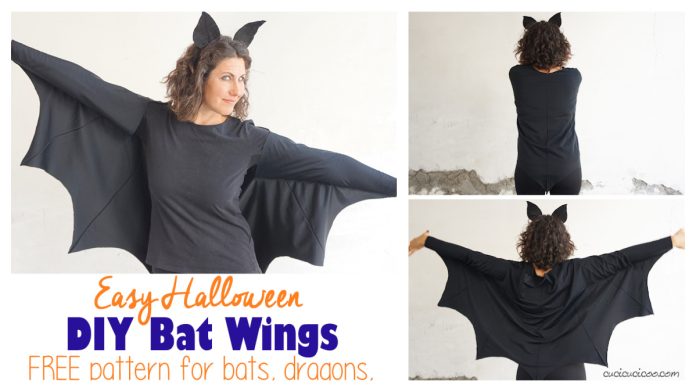 Easy Bat Wings for Halloween Free Sewing Pattern | Fabric Art DIY