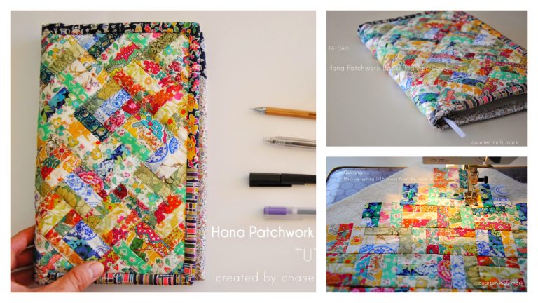 Hana Patchwork Book Planner Cover Free Sewing Pattern | Fabric Art DIY